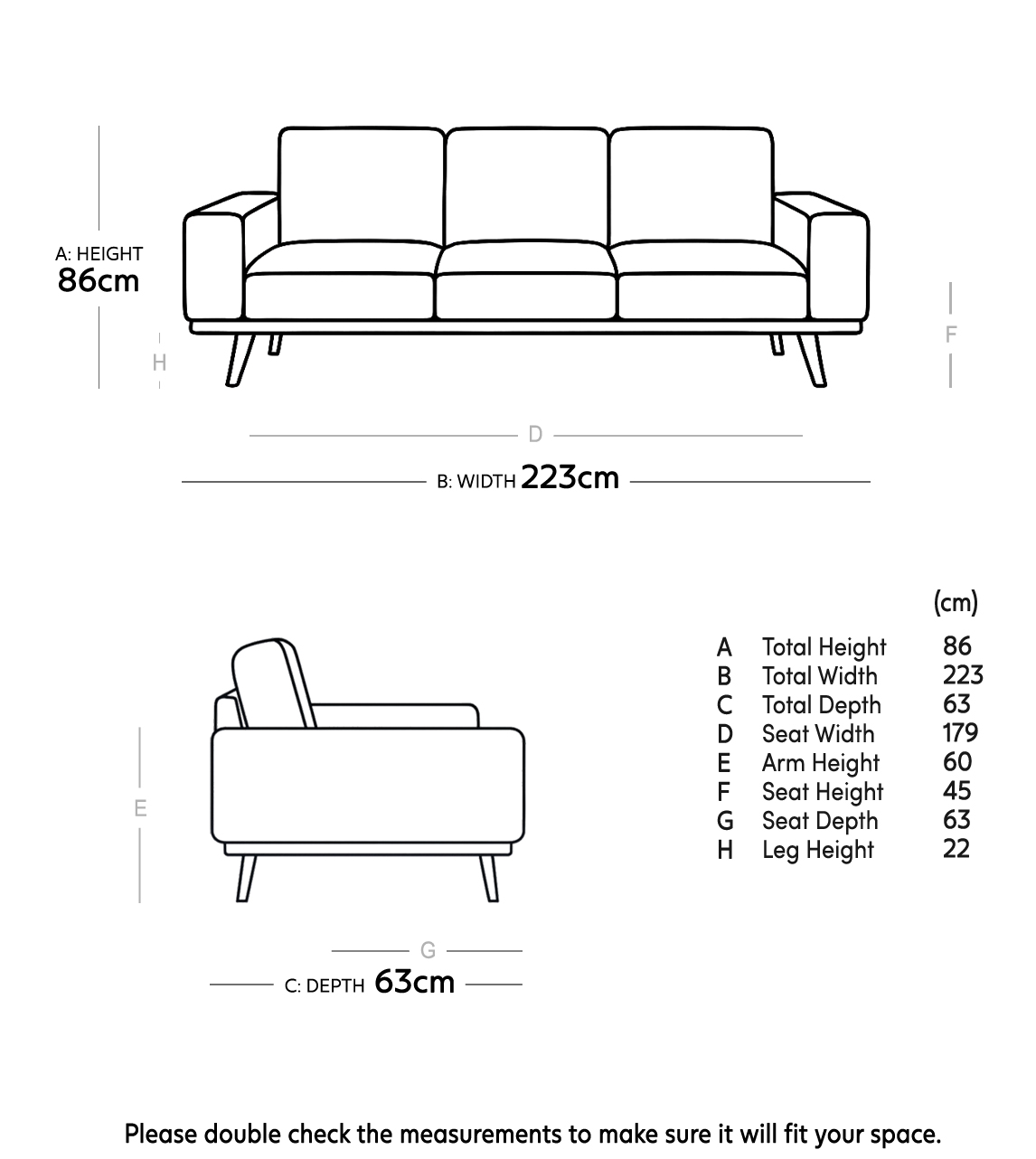 Pershore Three-seater Sofa | Swoon