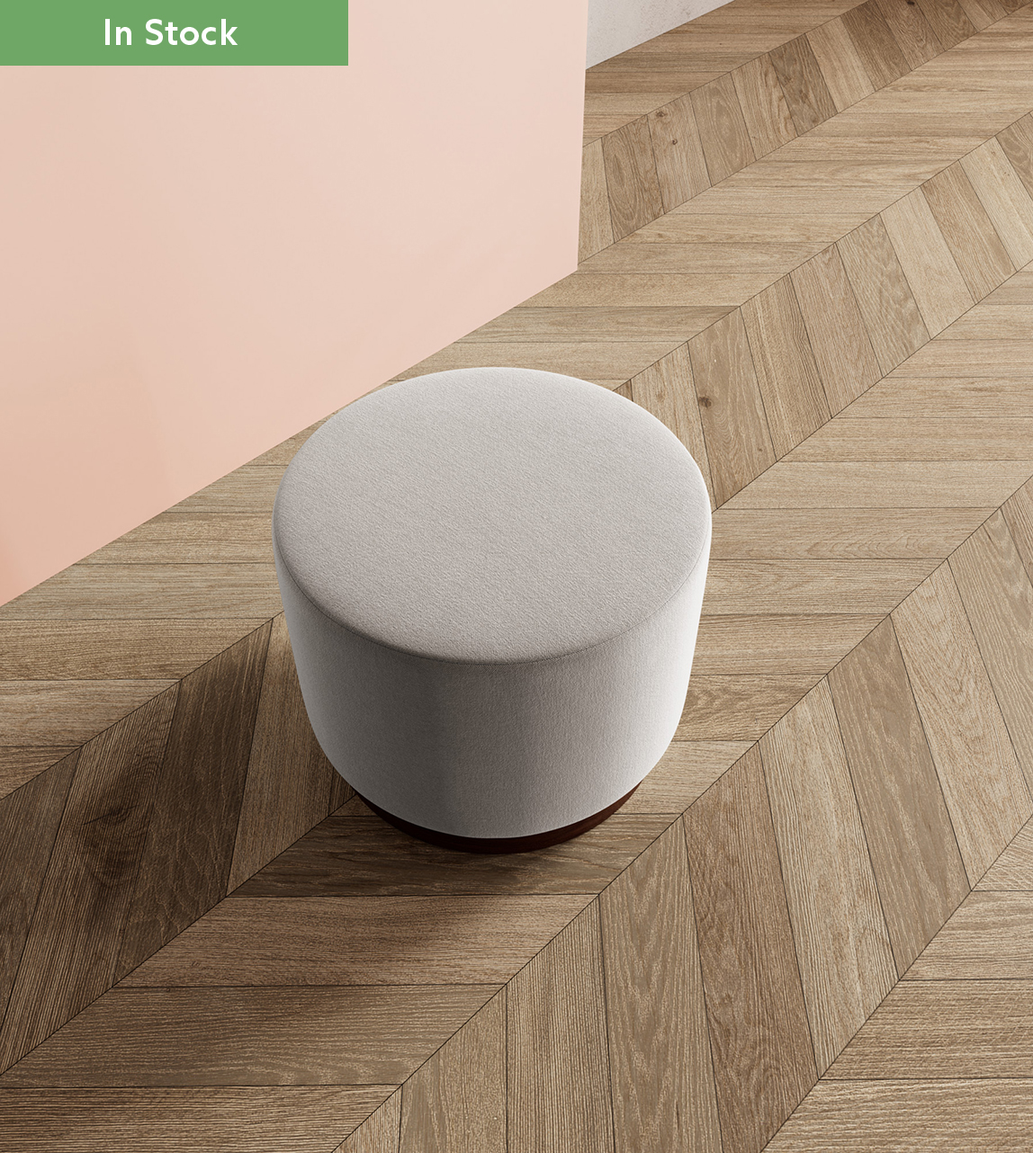 Penfold Ottoman in Ecru Crushed Velvet | Express | Swoon