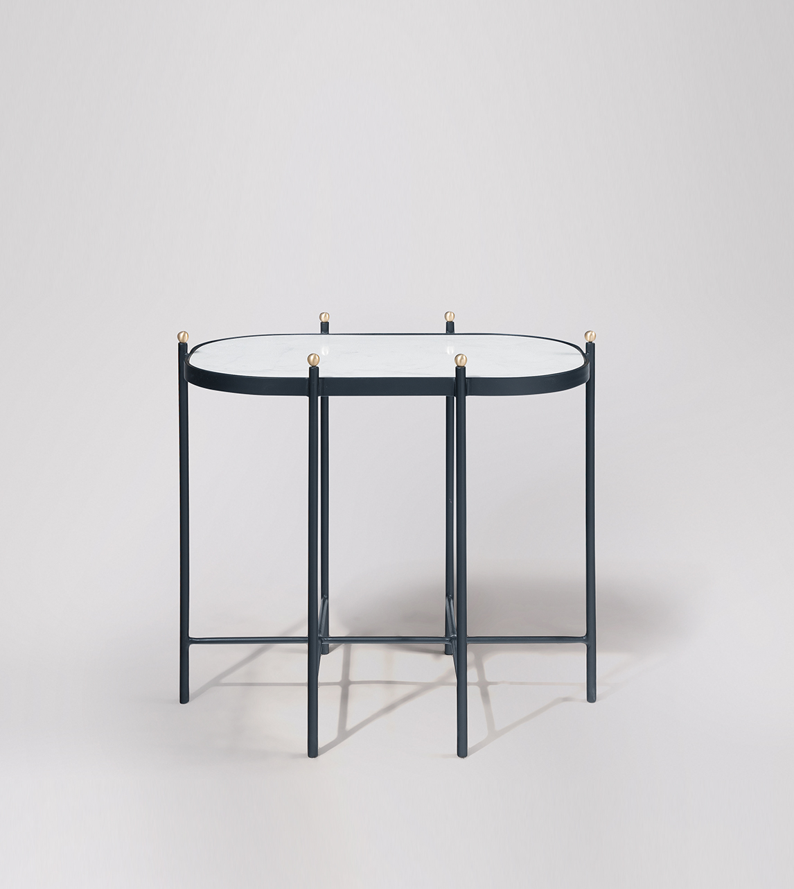 Harald Traditional Side Table in Marble & Black Steel | Swoon