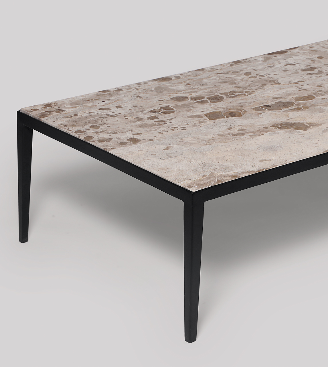 Teesdale Luxe Coffee Table in Beige Stone & Steel | Swoon