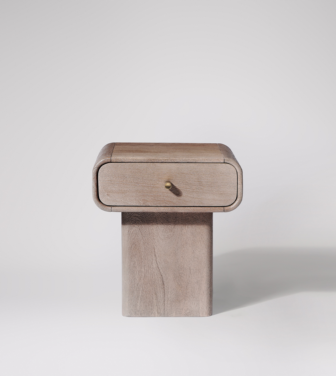Orsten Maximalist Bedside Table in Sandblasted Grey Mango Wood & Brass ...