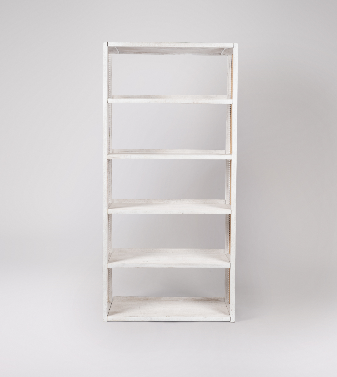 Raphia Mid-Century Bookshelf in Sandblasted White Mango Wood & Natural ...
