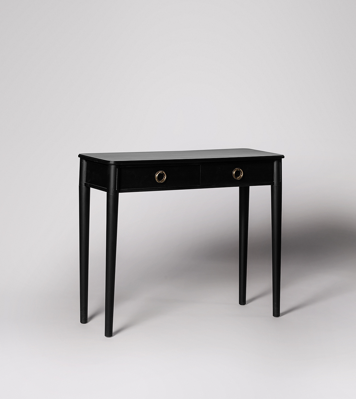 Reyna Classic Console Table in Matt Charcoal & Brass | Swoon