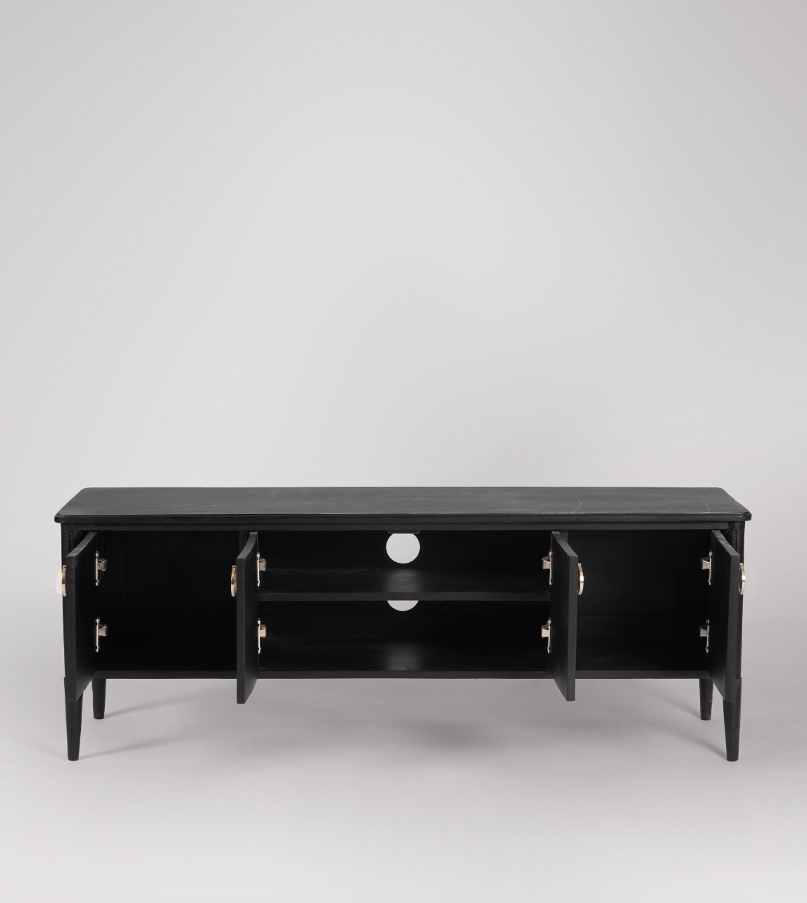 Reyna Classic Media Unit in Brass & Matt Charcoal | Swoon