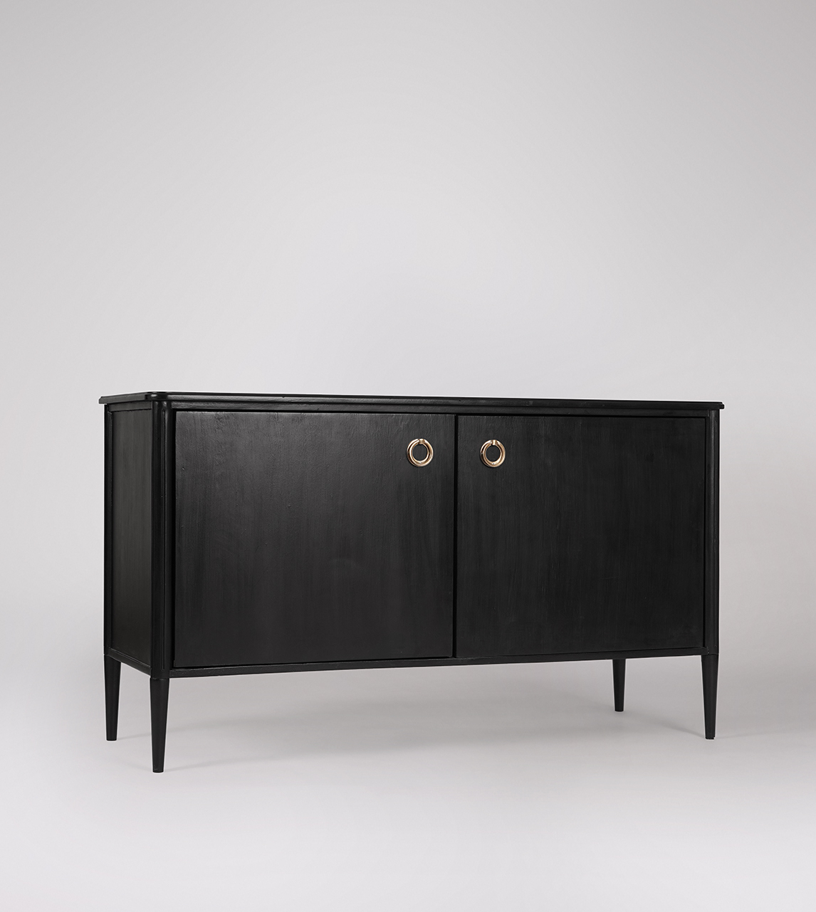 Reyna Classic Sideboard in Matt Charcoal Mango Wood & Brass | Swoon