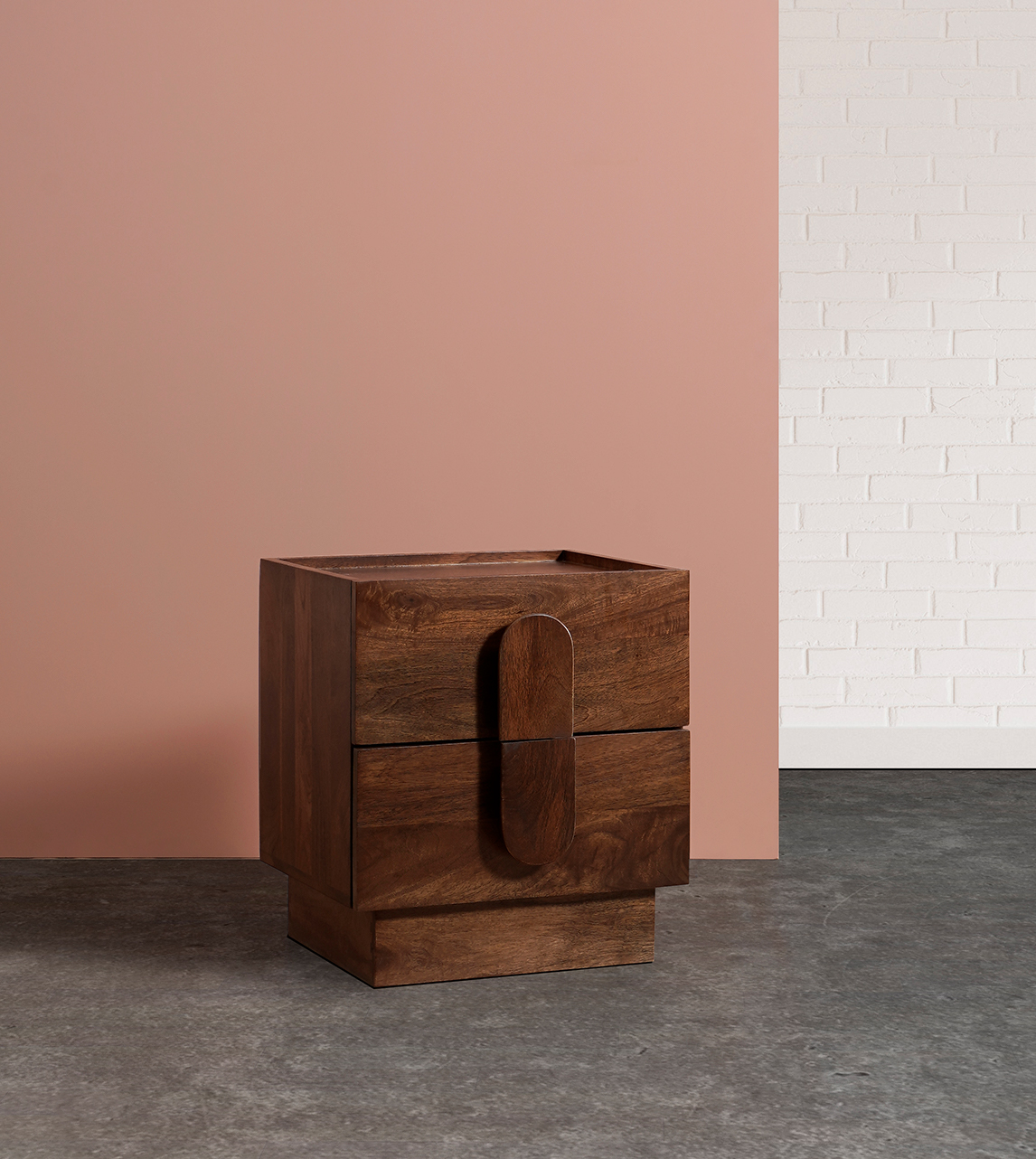 Rolo Scandi Bedside Table in Light Brown Mango Wood | Swoon