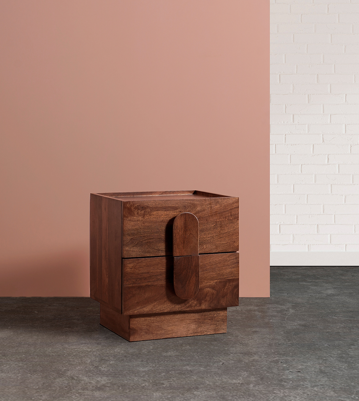 Rolo Scandi Bedside Table in Light Brown Mango Wood | Swoon