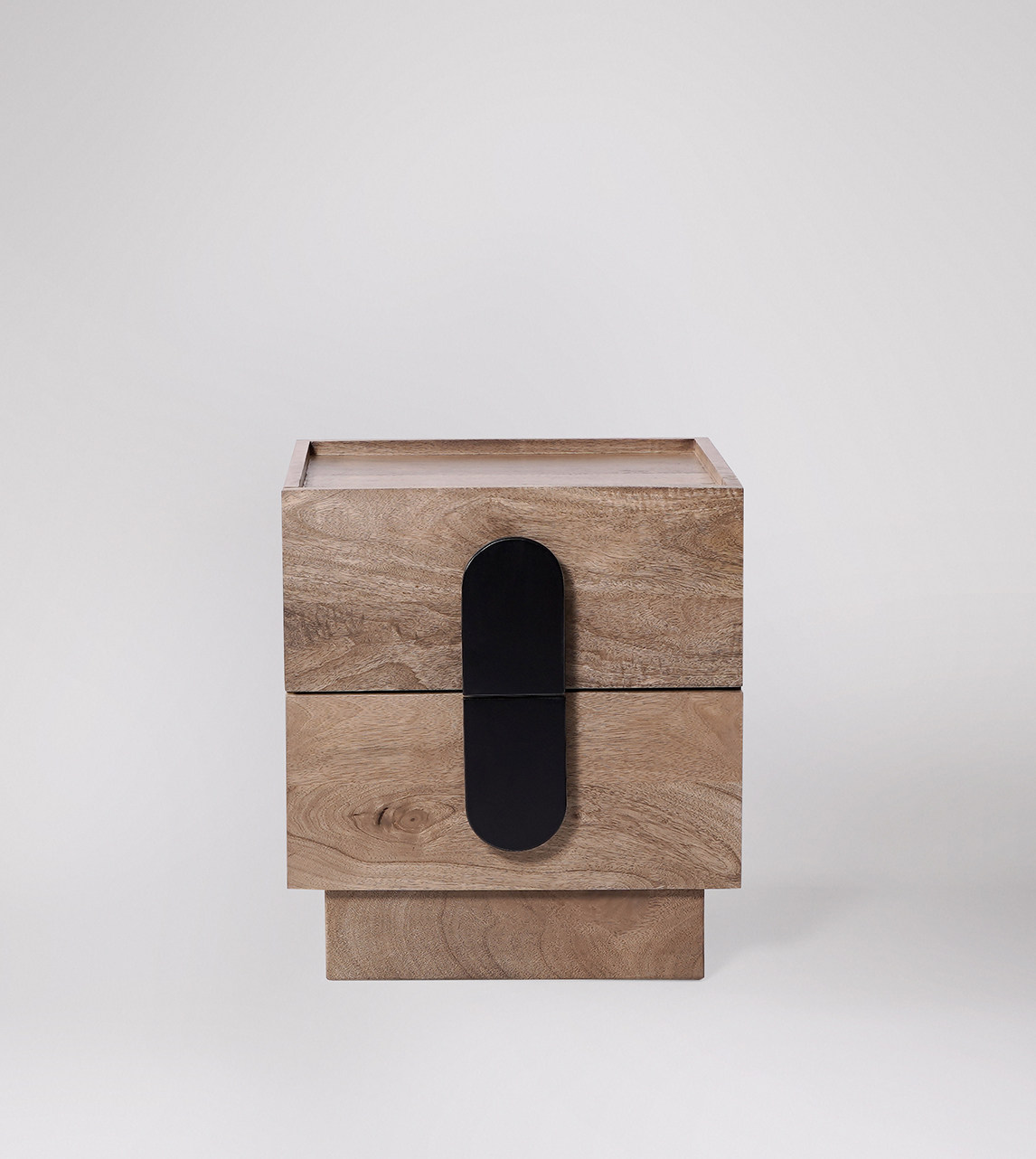 Rolo Scandi Bedside Table in Black & Natural Oak-Stained Mango Wood | Swoon