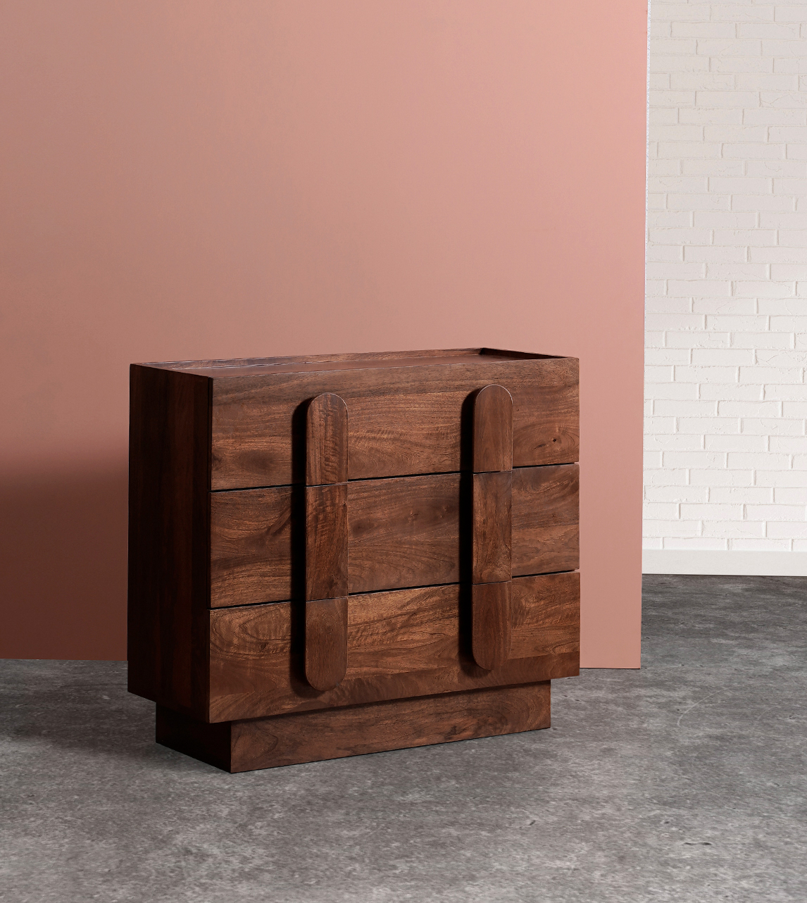 Rolo Scandi Three-drawer Chest of Drawers in Light Brown Mango Wood | Swoon