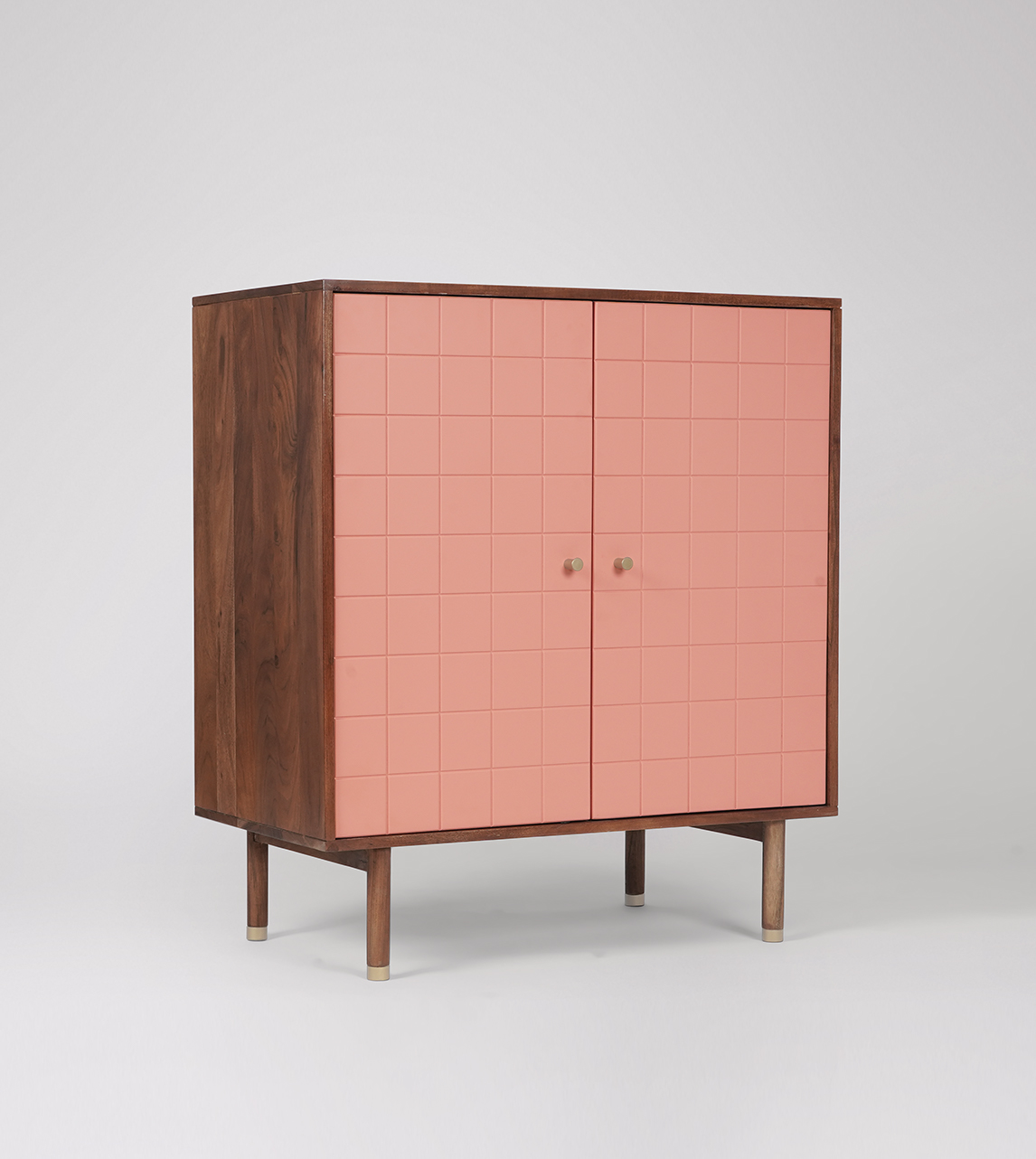 Rook Scandi Cabinet in Pink & Dark Brown Acacia | Swoon