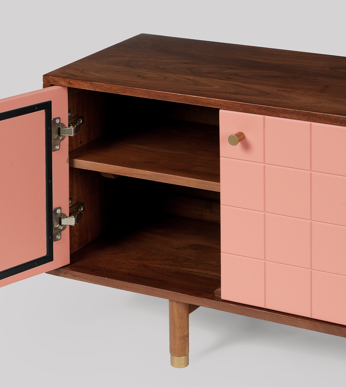 Rook Scandi TV Stand in Pink & Dark Brown Acacia | Swoon