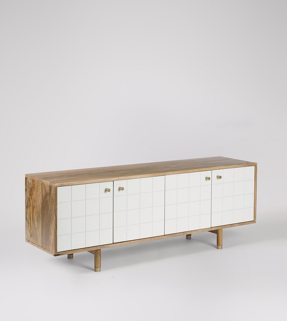 Rook Scandi TV Stand in Grey & Natural Oak-stained Mango Wood | Swoon