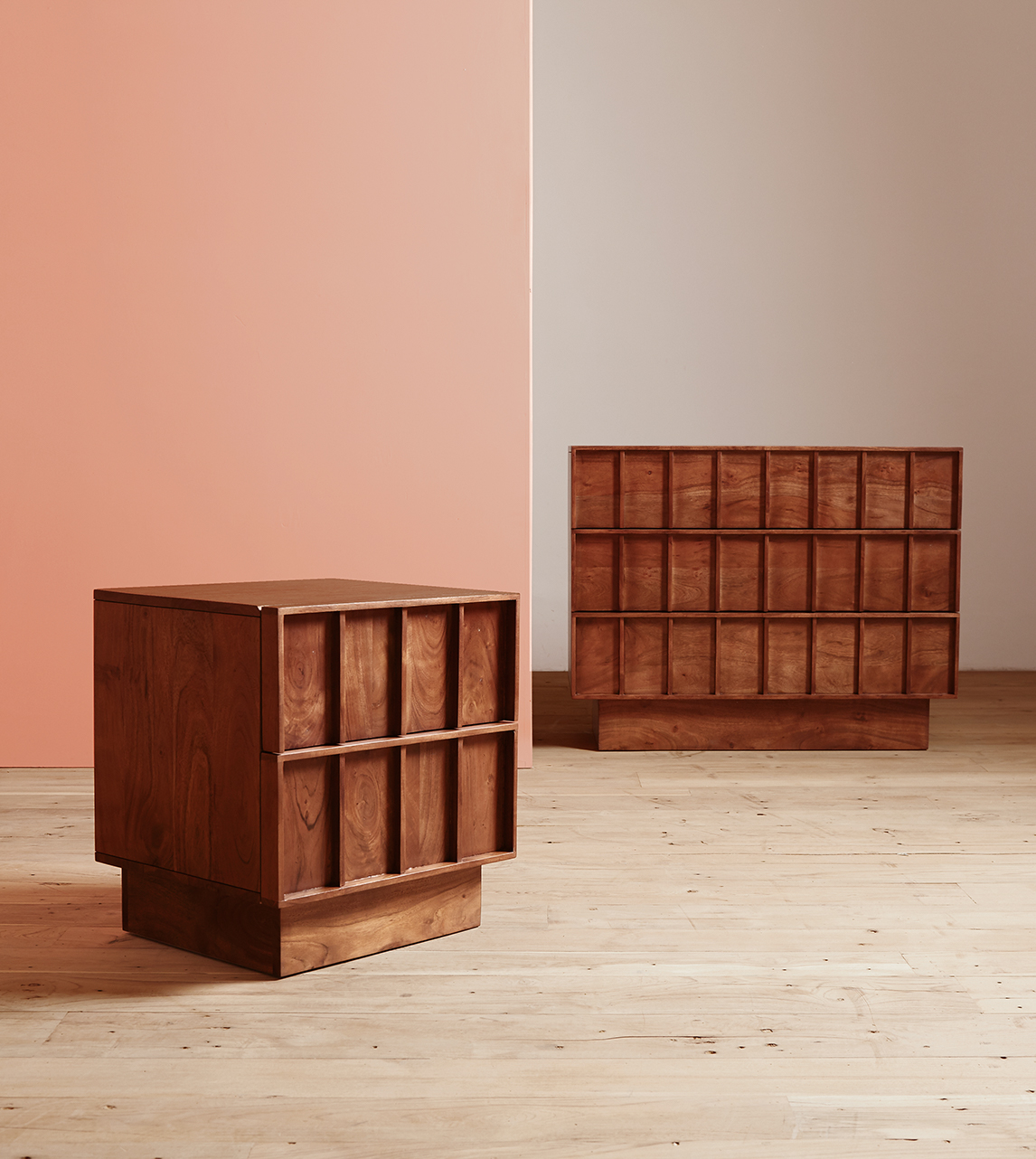 Sandon Mid Century Bedside Table in Dark Brown Acacia | Swoon