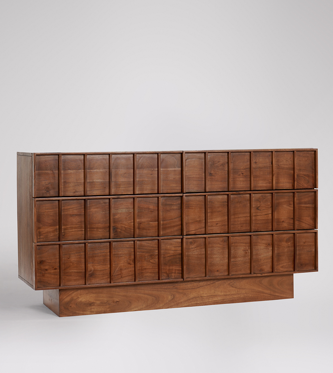 Sandon Mid Century Six-drawer Chest of Drawers in Dark Brown Acacia | Swoon