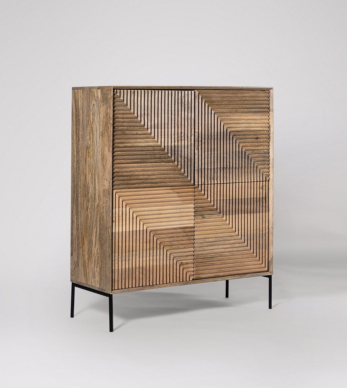 Seville Mid-Century Cabinet in Natural Mango Wood & Matt Black | Swoon