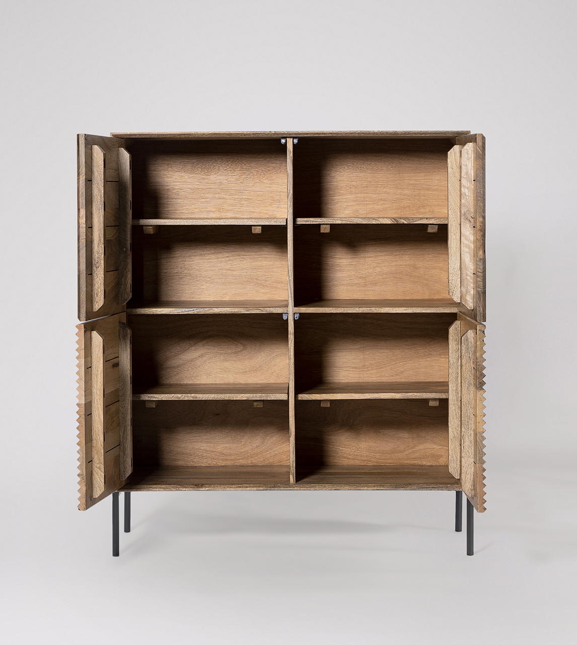 Seville Mid-Century Cabinet in Natural Mango Wood & Matt Black | Swoon