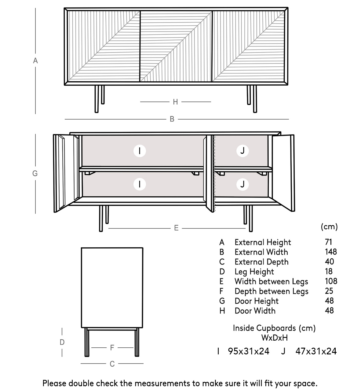 Seville 3 Door Sideboard, Mid-century Style in Natural Mango Wood ...