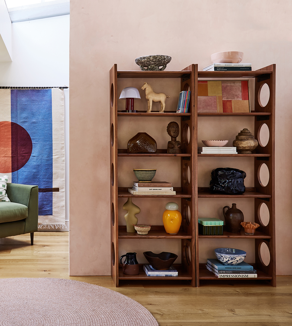 Alduin Contemporary Shelving Unit in Dark Brown Acacia | Swoon