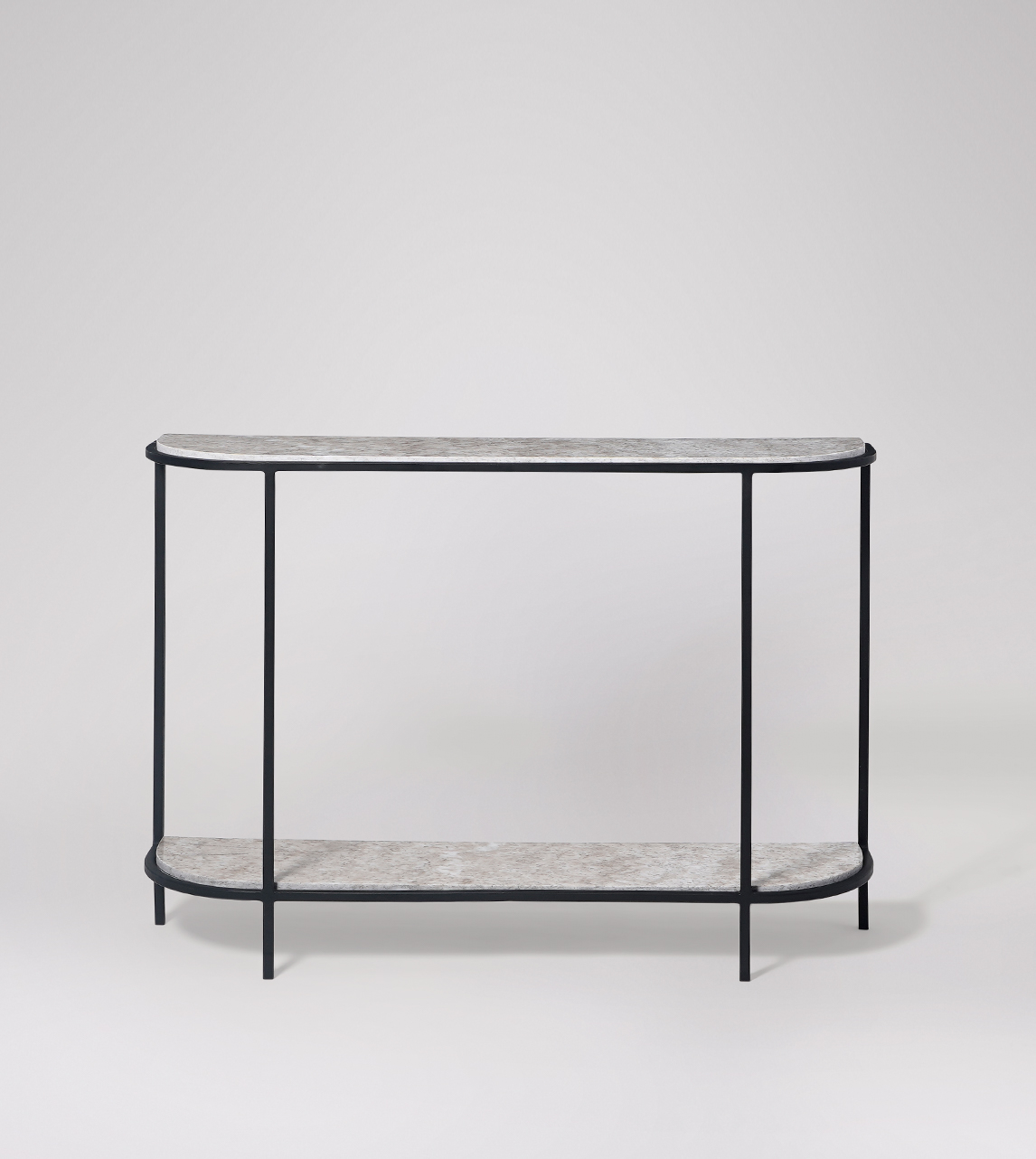 Sienna Luxe Console Table in Brown Marble & Steel | Swoon