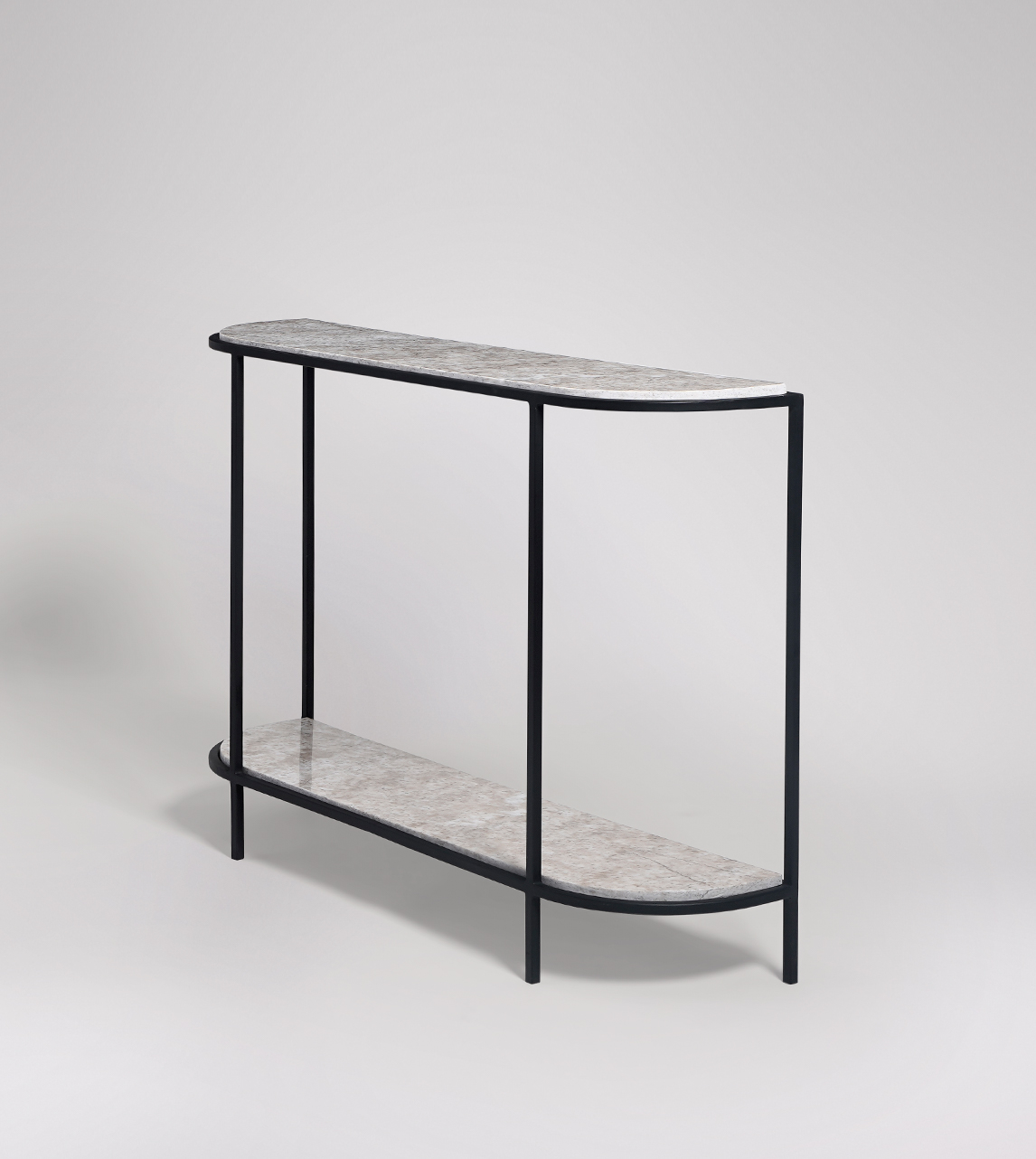 Sienna Luxe Console Table in Brown Marble & Steel | Swoon