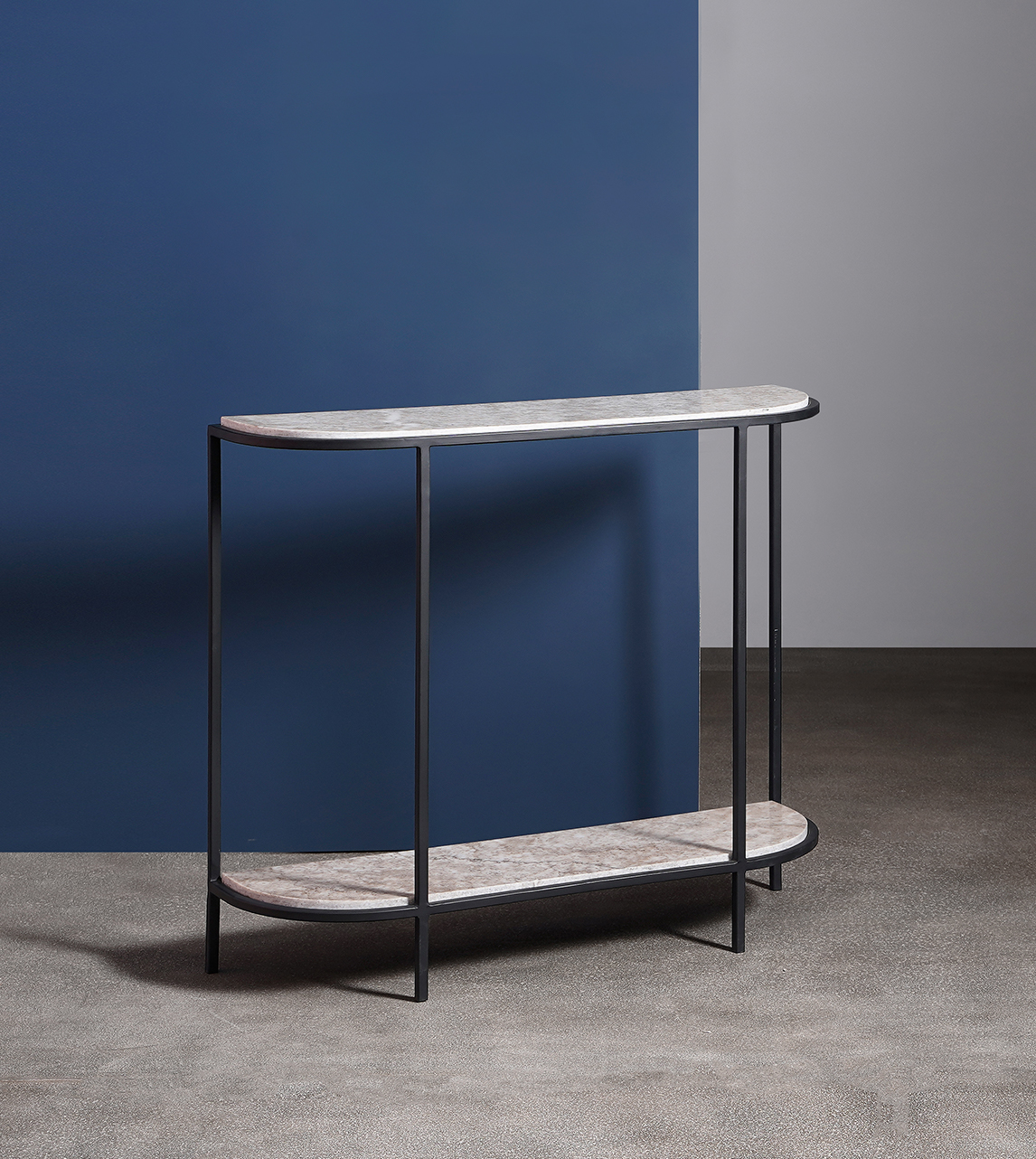 Sienna Luxe Console Table in Brown Marble & Steel | Swoon