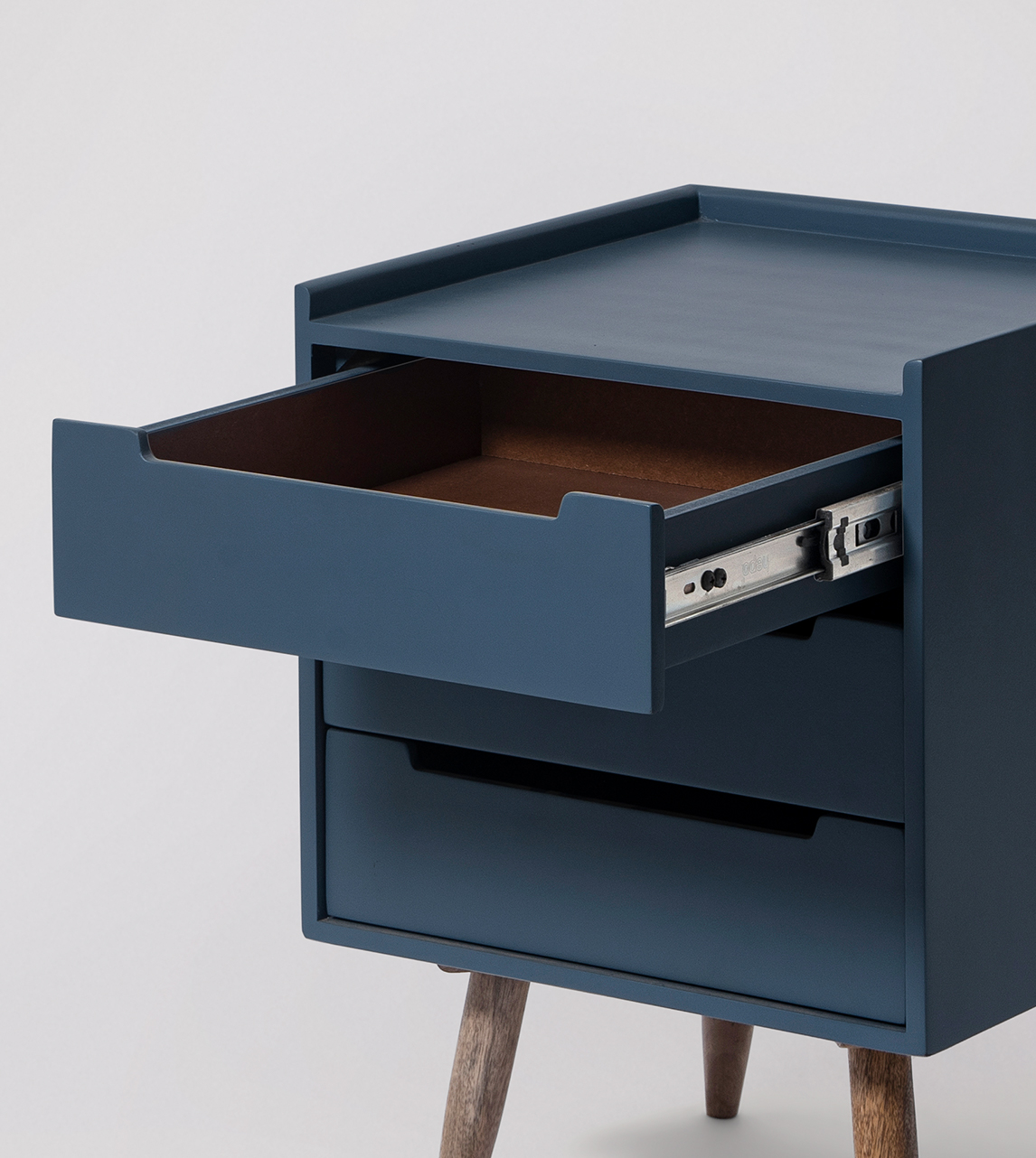 Southwark Mid-Century Scandi Bedside Table in China Blue & Natural Oak ...