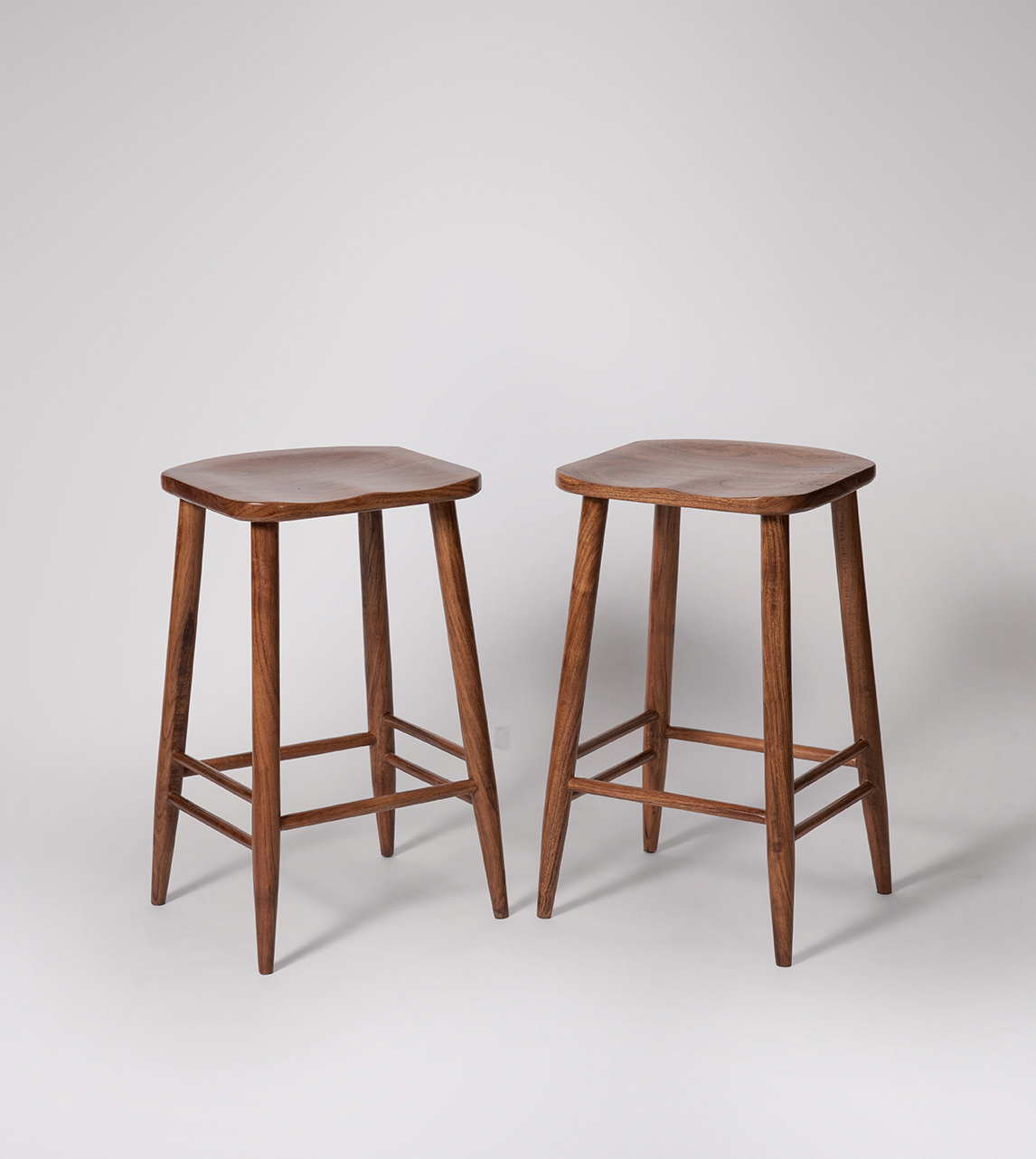 Southwark Scandi Kitchen Stool, Set of Two in Dark Brown Acacia | Swoon
