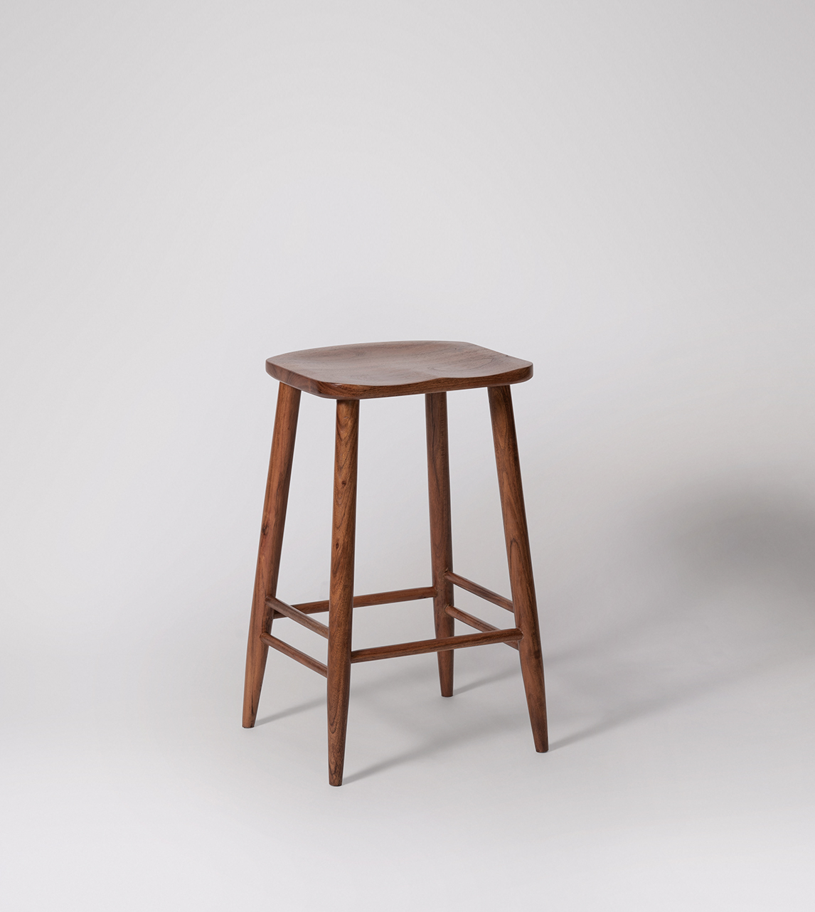 Southwark Scandi Kitchen Stool, Set of Two in Dark Brown Acacia | Swoon