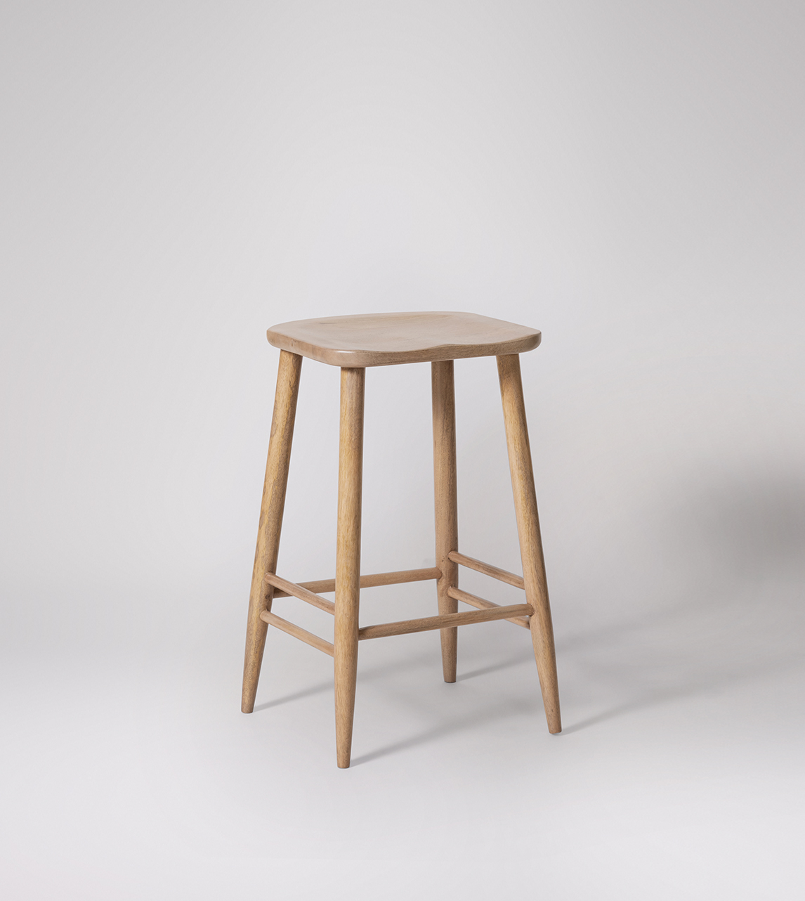 Southwark Scandi Kitchen Stool, Set of Two in Natural Oak-stained Mango ...