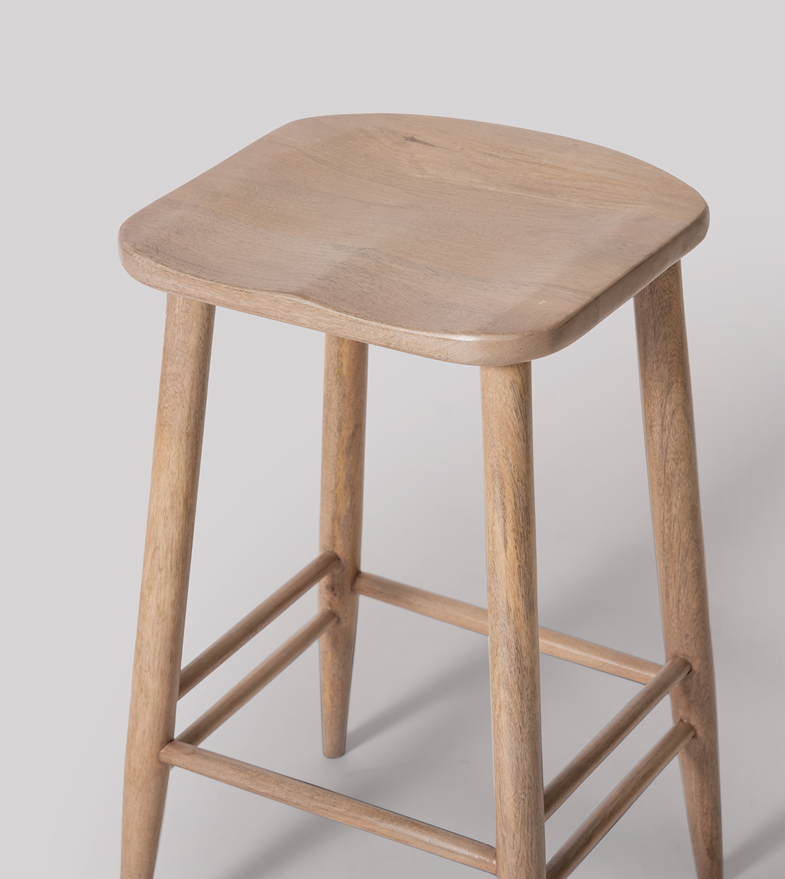 Southwark Scandi Kitchen Stool, Set of Two in Natural Oak-stained Mango ...
