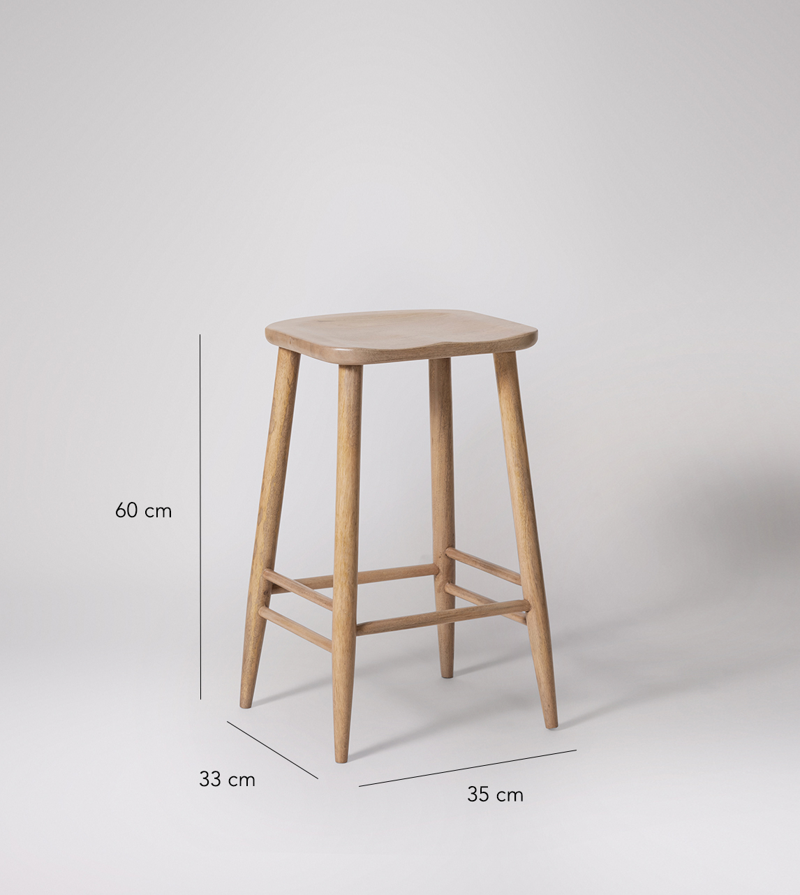Southwark Scandi Kitchen Stool, Set of Two in Natural Oak-stained Mango ...