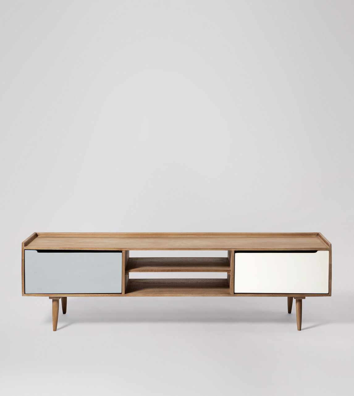 Southwark Scandi TV Stand in Grey Wash Mango Wood, Grey & White | Swoon