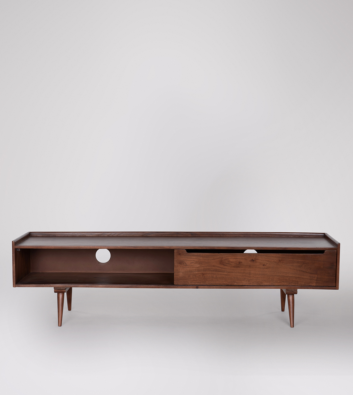 Southwark Scandi Media Unit with Sliding Door in Dark Brown Acacia | Swoon