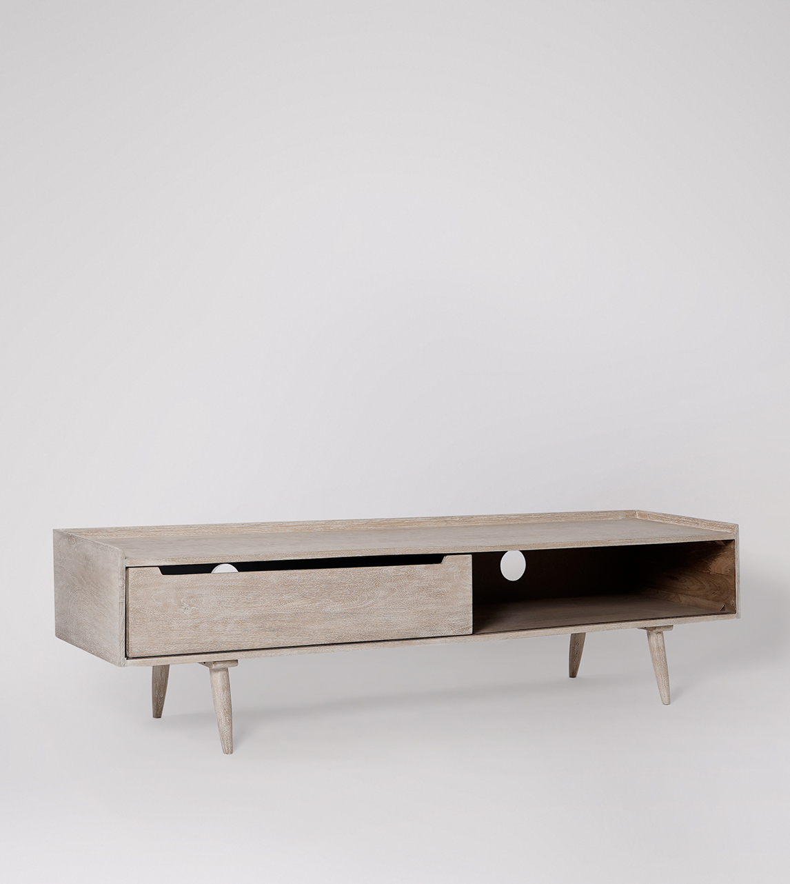 Southwark Mid Century Media Unit in Grey Wash Mango Wood | Swoon