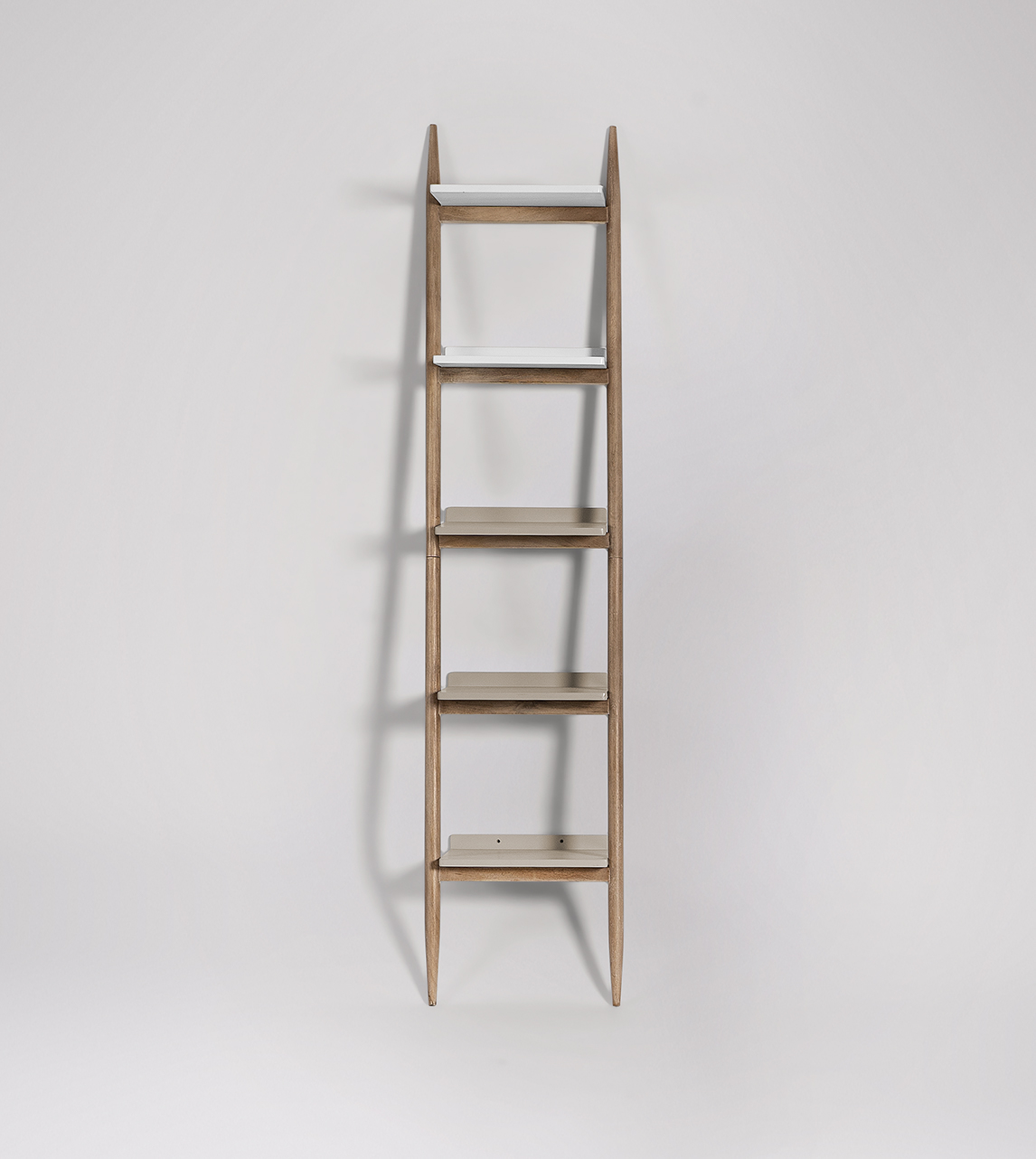 Southwark Narrow Ladder Shelving in Grey Wash Mango Wood, White & Grey ...