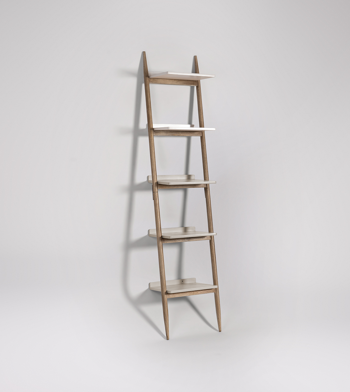 Southwark Narrow Ladder Shelving in Grey Wash Mango Wood, White & Grey ...