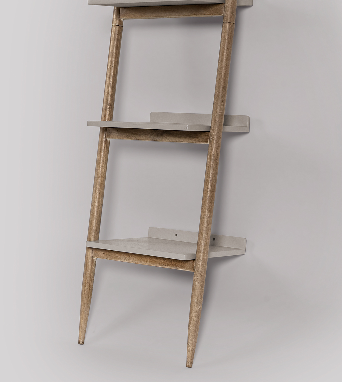 Southwark Narrow Ladder Shelving in Grey Wash Mango Wood, White & Grey ...
