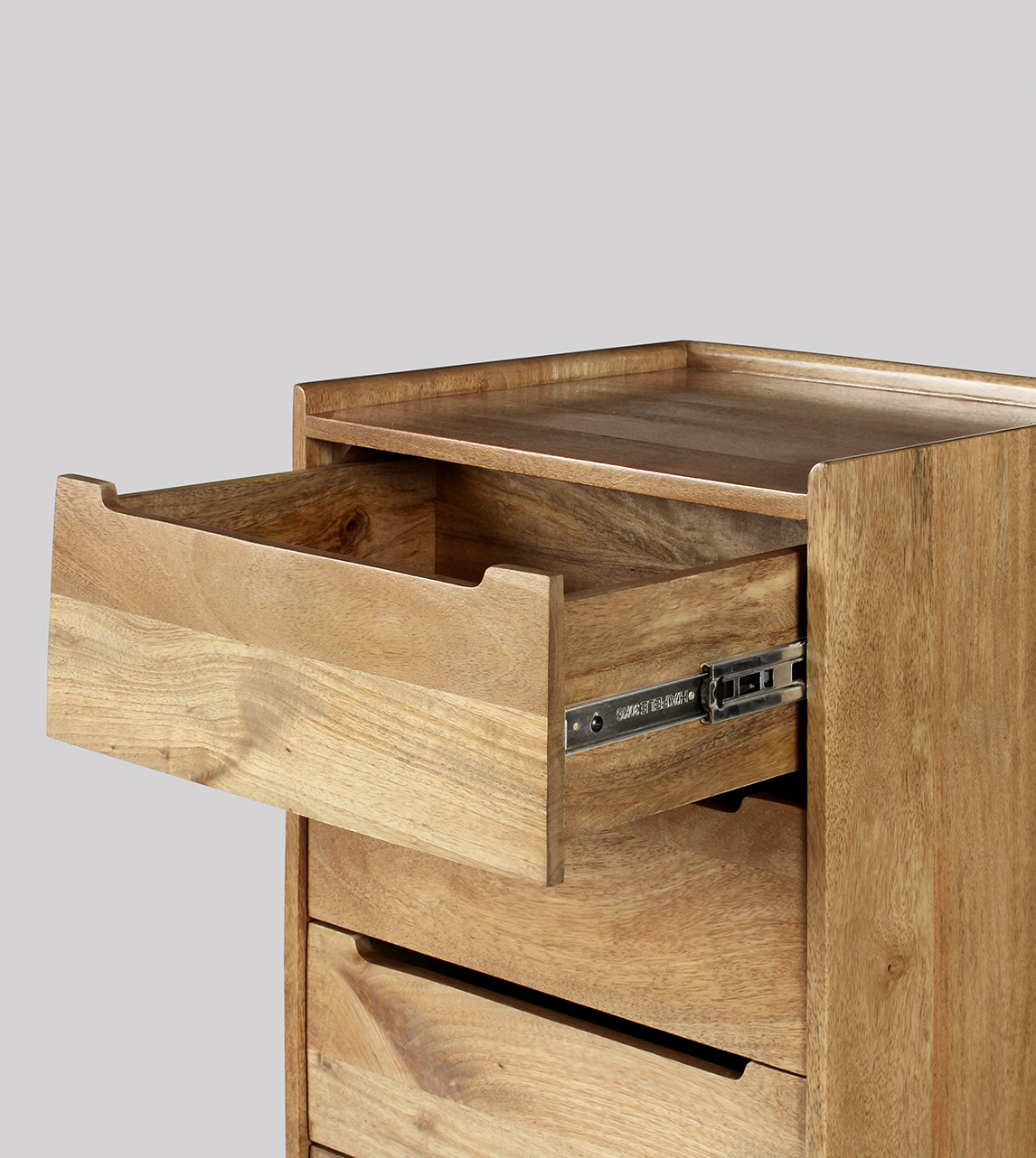 Southwark Five-drawer Tallboy Chest of Drawers, Scandi Style in Natural Oak-stained Mango Wood ...