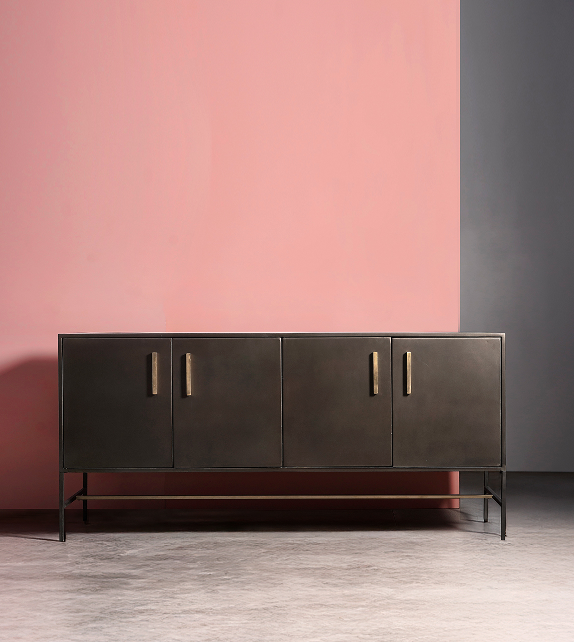 Stepney Industrial Sideboard in Gunmetal & Brass | Swoon