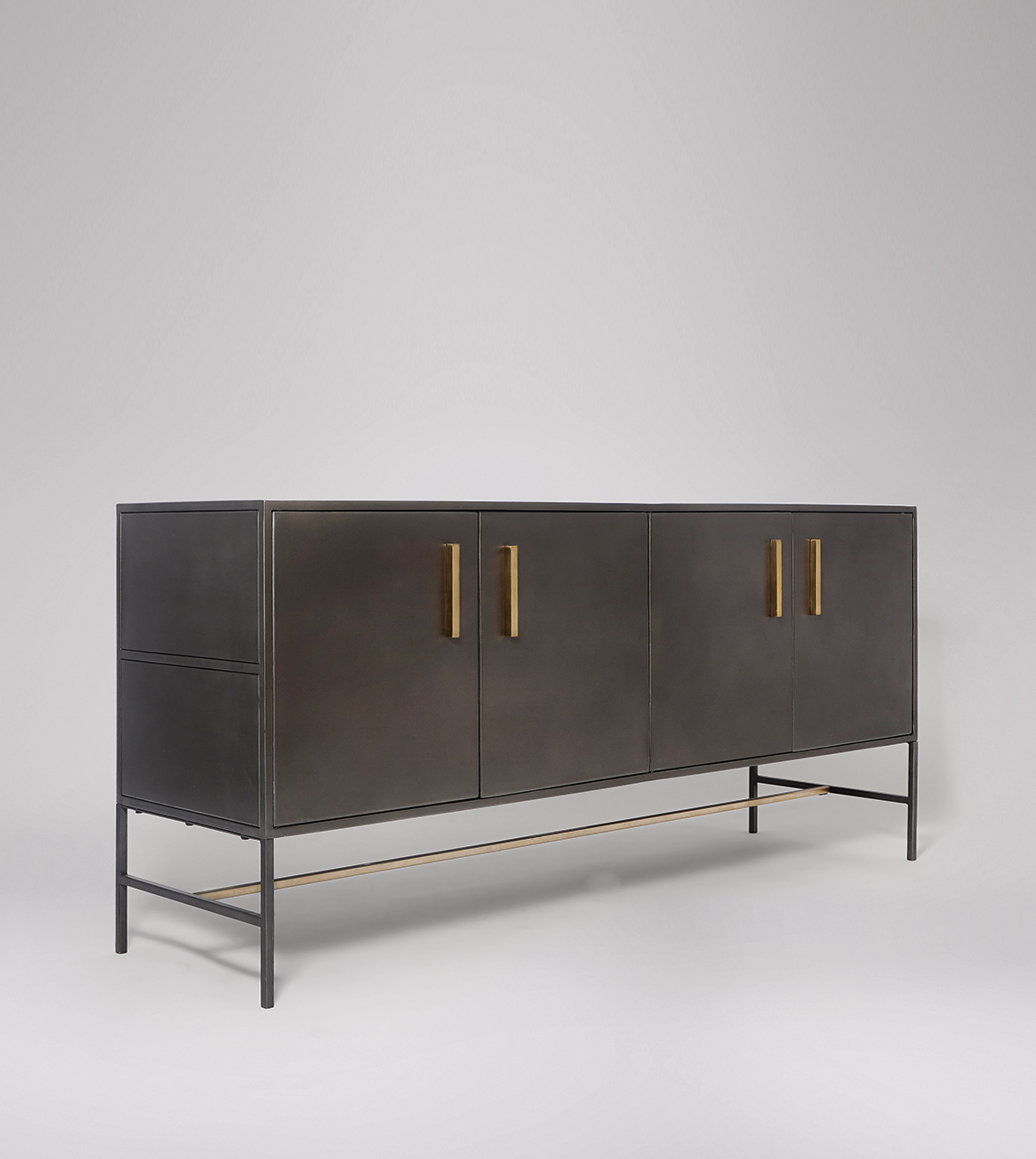 Stepney Industrial Sideboard in Gunmetal & Brass | Swoon