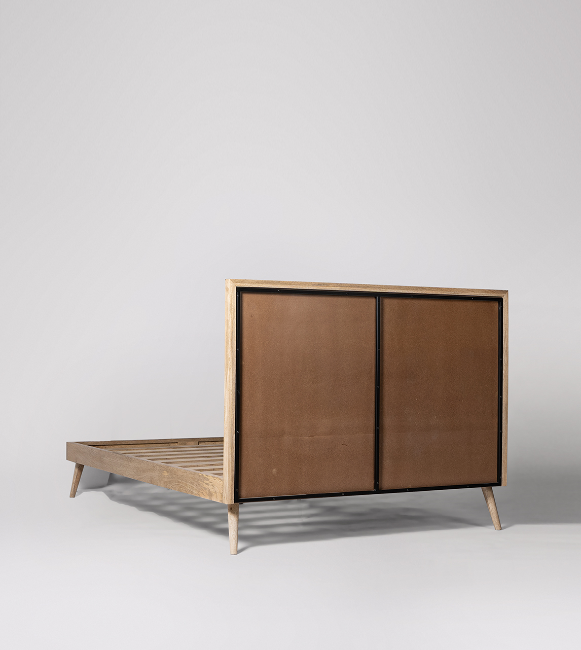 Terning Mid-Century Double Bed Frame in Natural Mango Wood | Swoon
