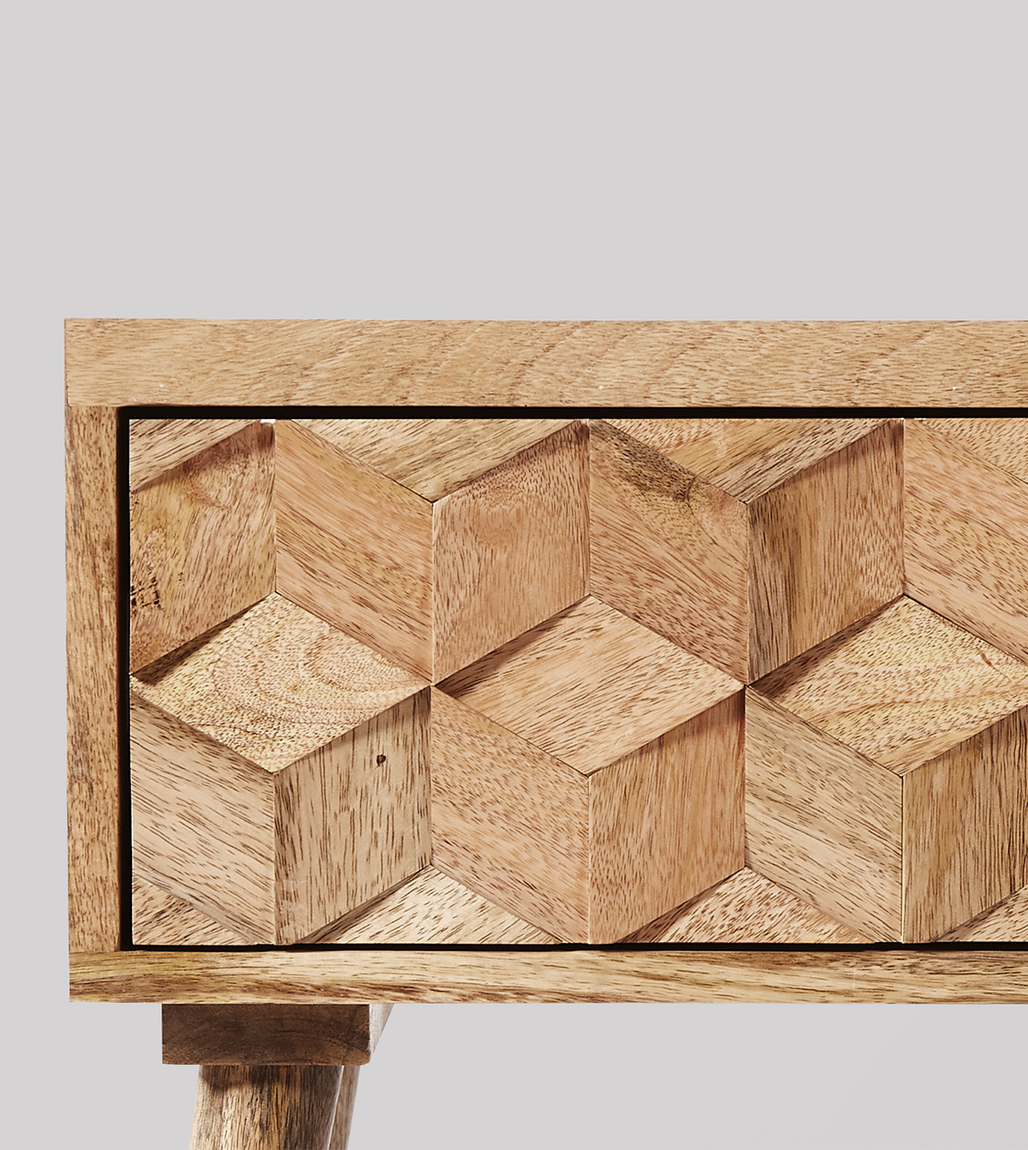 Terning Mid-Century Style Bedside Table in Natural Mango Wood | Swoon