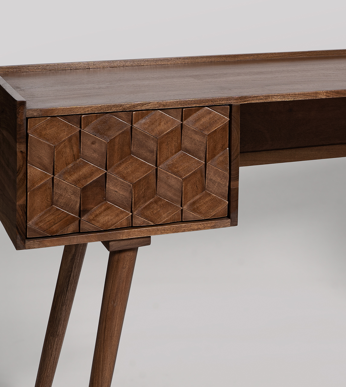Terning Mid-Century Double Pedestal Desk in Dark Brown Acacia | Swoon