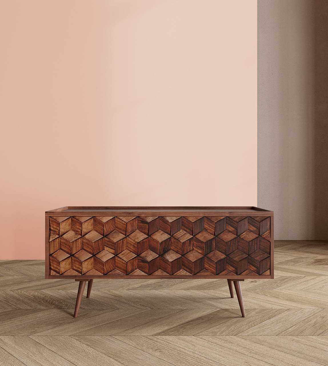 Terning Media Unit, Mid-Century Style in Acacia | Swoon