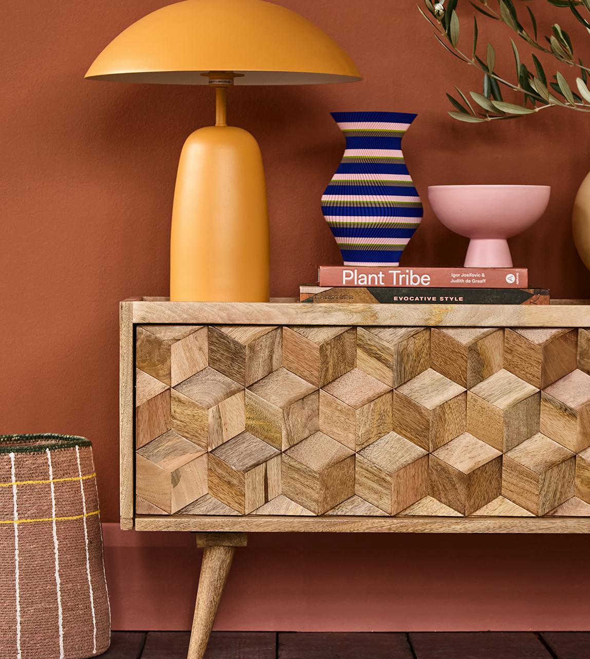 Terning Small Media Unit, Mid-Century Style in Natural Mango Wood | Swoon