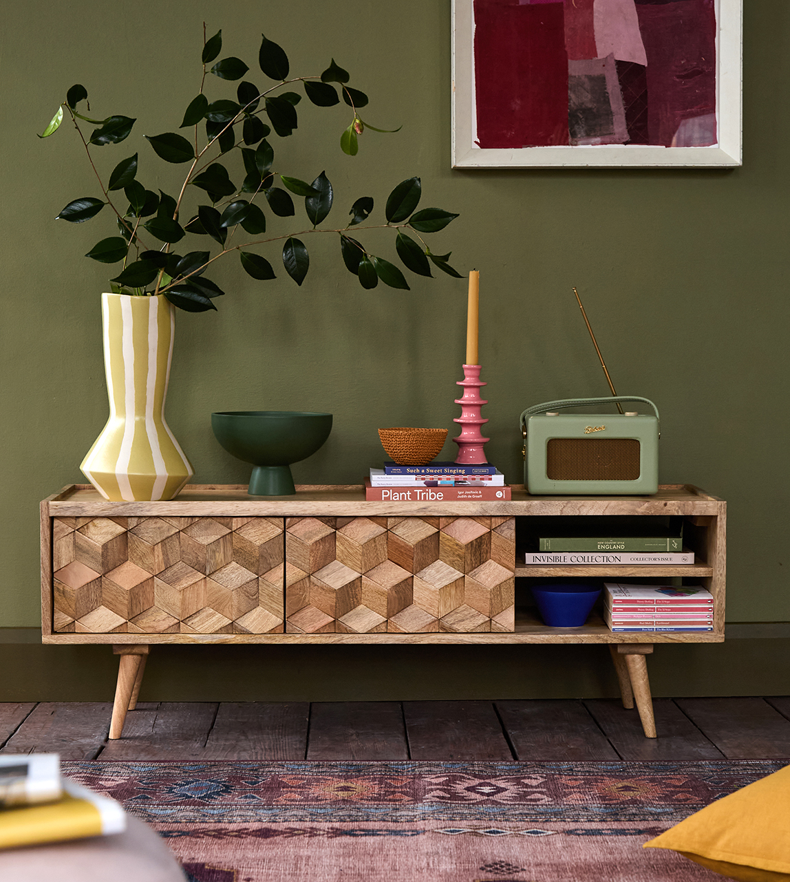 Terning Media Unit, Mid-Century Style in Natural Mango Wood | Swoon