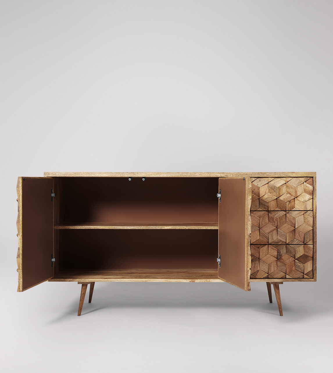 Terning Sideboard, Mid-Century Style in Natural Mango Wood | Swoon