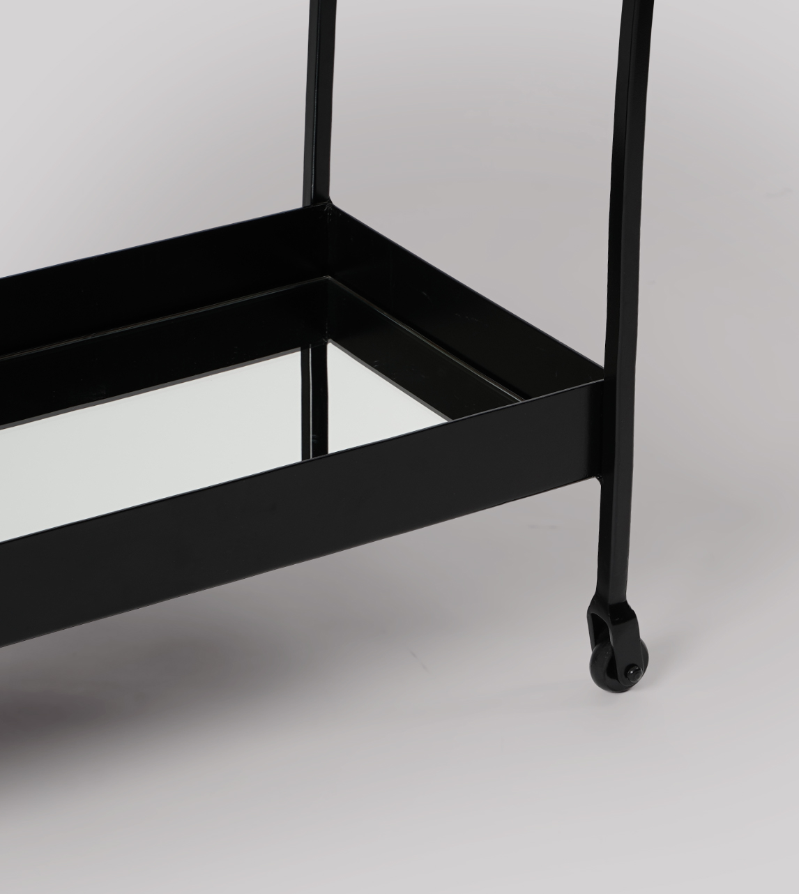 Thell Industrial Bar Trolley in Matt Black Steel, Mirror & Brass | Swoon