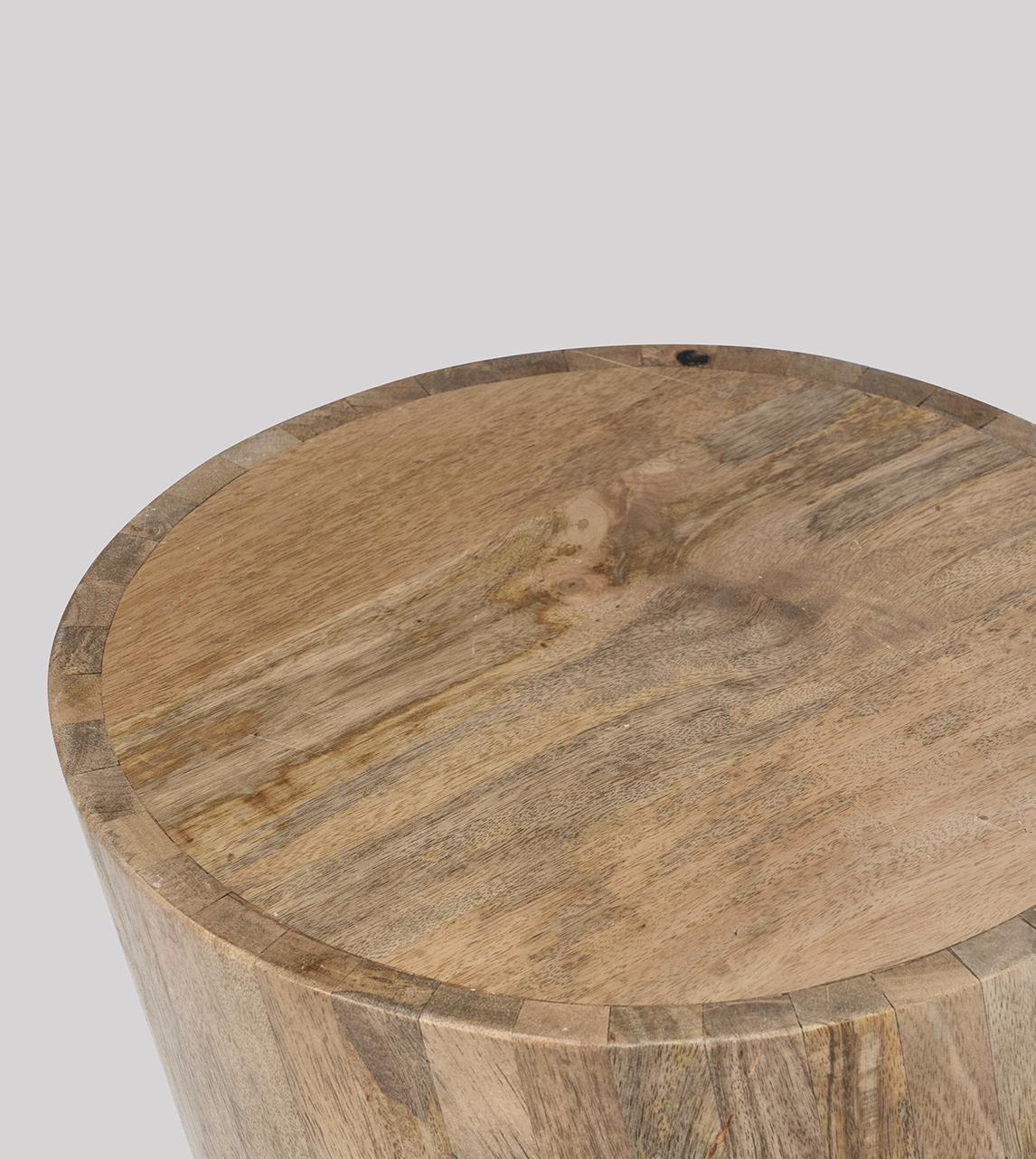 Trent Round Scandi Side Table in Natural Oak-Stained Mango Wood | Swoon
