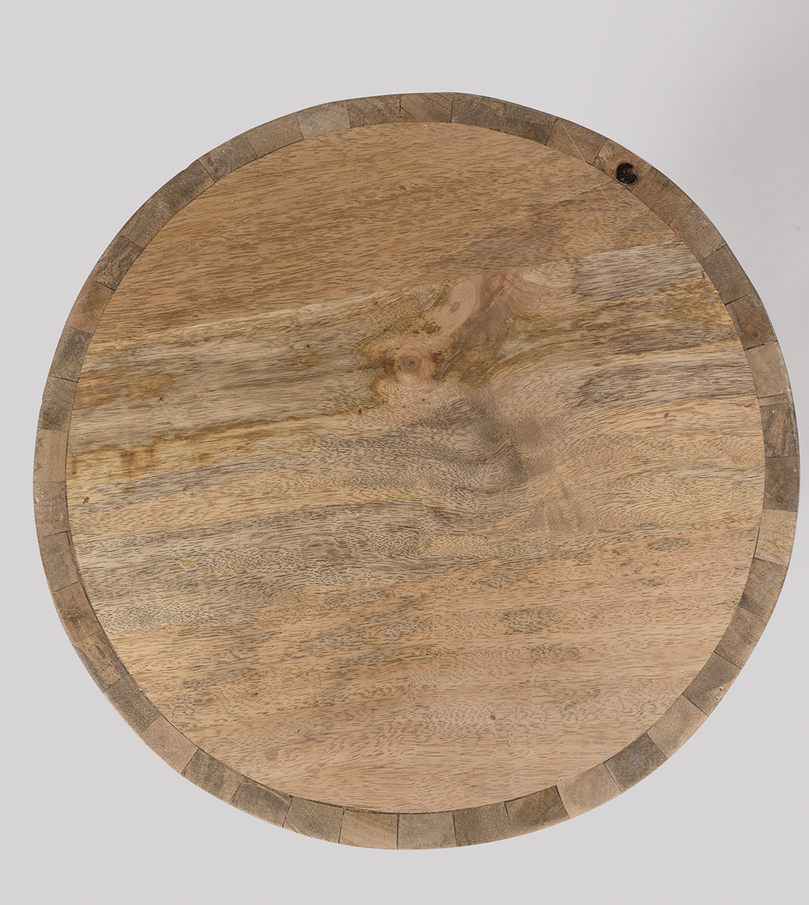 Trent Round Scandi Side Table in Natural Oak-Stained Mango Wood | Swoon